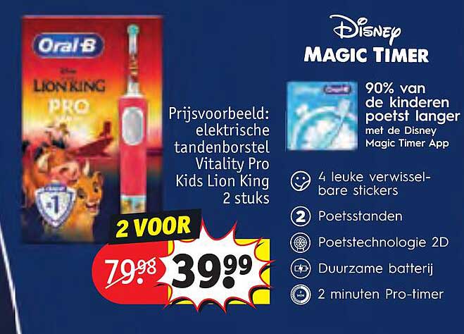 Oral-B Vitality Pro Kids Lion King 2 Stuks aanbieding bij Kruidvat