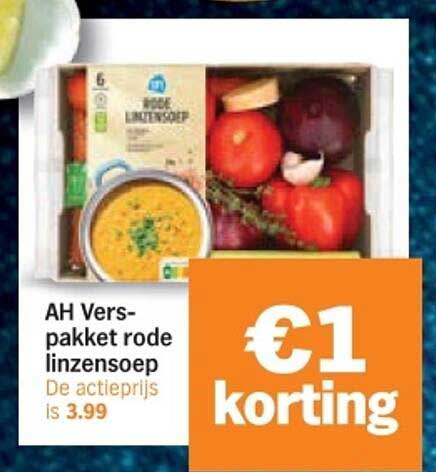 Ah Vers-Pakket Rode Linzensoep Aanbieding bij Albert Heijn - FolderFeest.nl