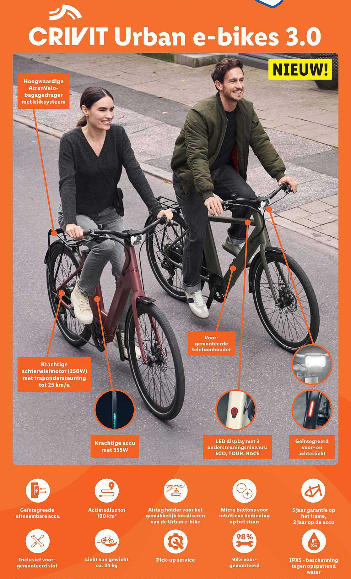 Crivit Urban E-Bikes 3.0 Aanbieding bij Lidl - FolderFeest.nl