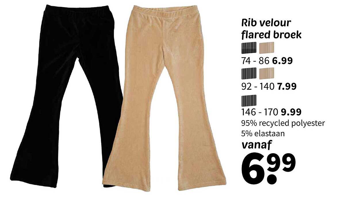 Rib Velours Flared Broek aanbieding bij Wibra
