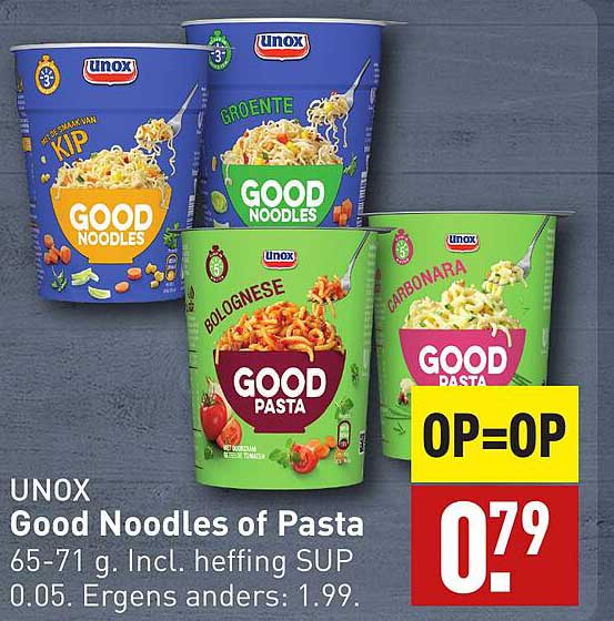 Unox Good Noodles Of Pasta Aanbieding bij ALDI - FolderFeest.nl