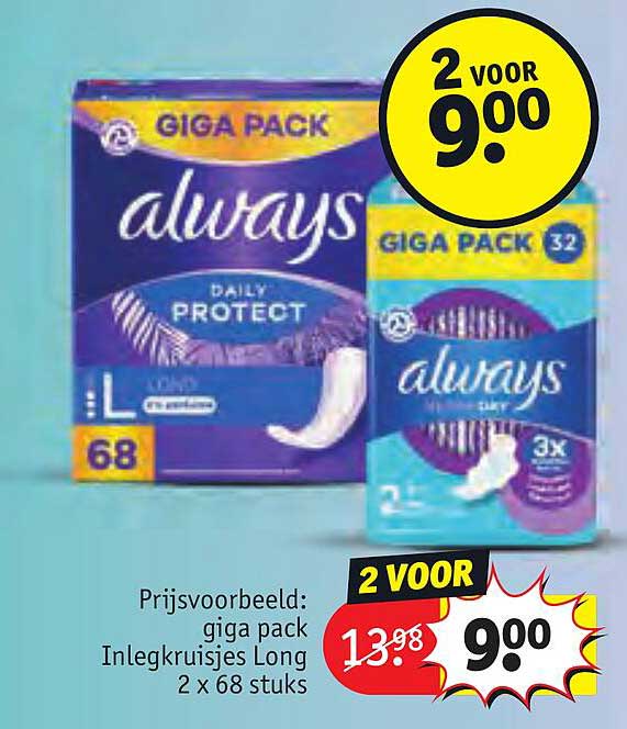 Always Giga Pack Daily Protect aanbieding bij Kruidvat