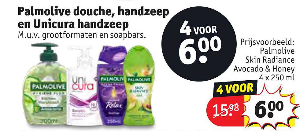 Palmolive Douche, Handzeep En Unicura Handzeep aanbieding bij Kruidvat