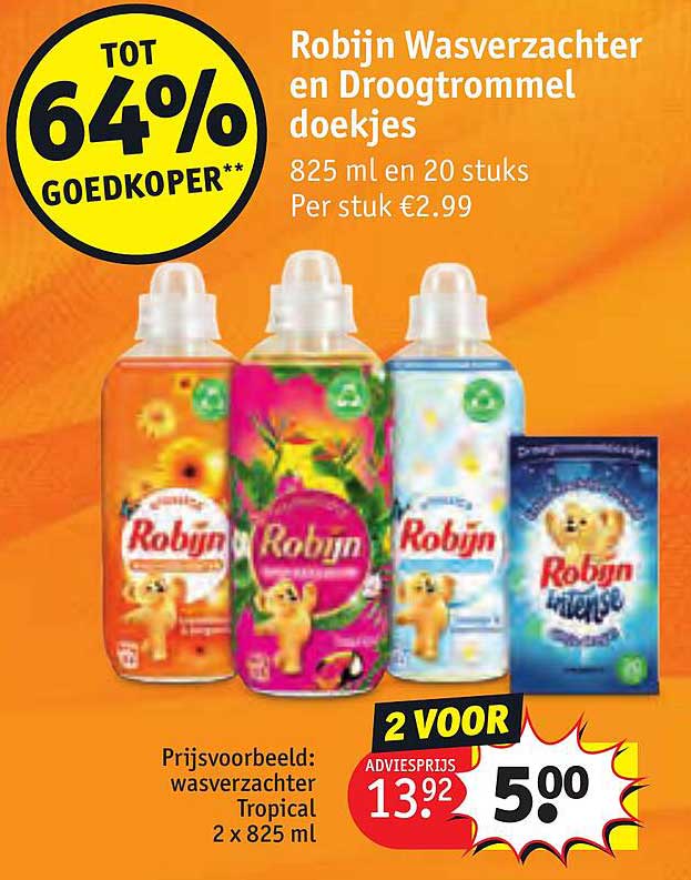 Robijn Wasverzachter En Droogtrommeldoekjes Aanbieding bij Kruidvat ...
