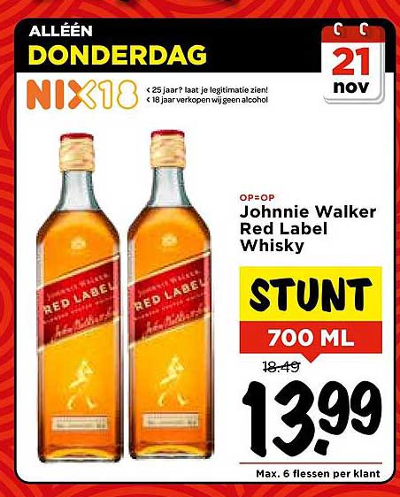 Johnnie Walker Red Label Whisky Aanbieding bij Vomar - FolderFeest.nl