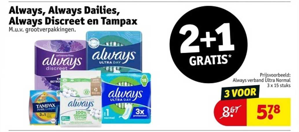 Always Enkelpakken M.u.v. Discreet En Dailies Cotton Aanbieding bij ...