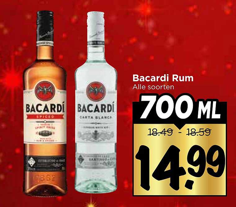 Bacardi Rum Alle Soorten 700 Ml Aanbieding bij Vomar - FolderFeest.nl
