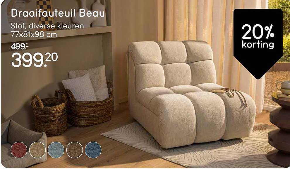 Draaifauteuil Emily Aanbieding bij Leen Bakker - FolderFeest.nl