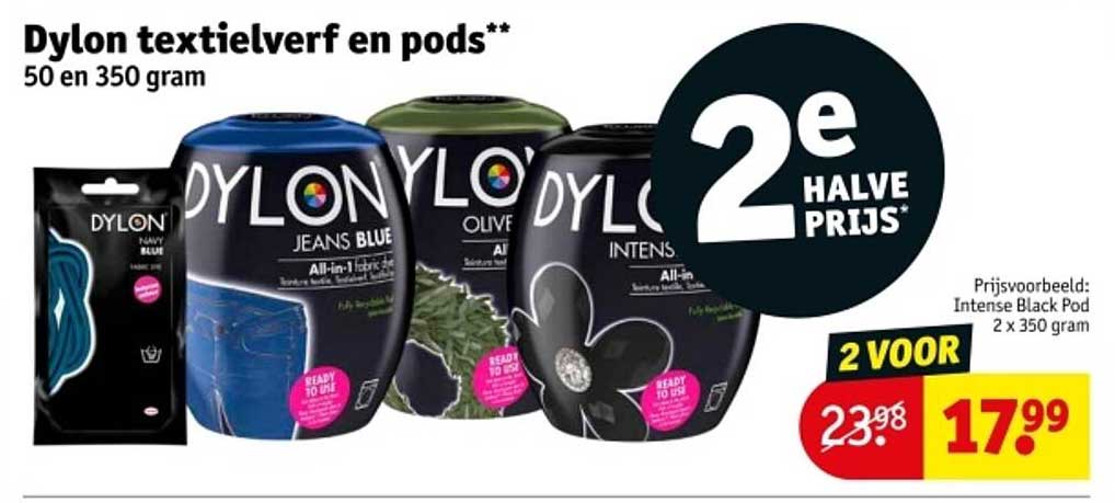 Dylon Textielverf En Pods** 50 En 350 Gram Aanbieding bij Kruidvat ...
