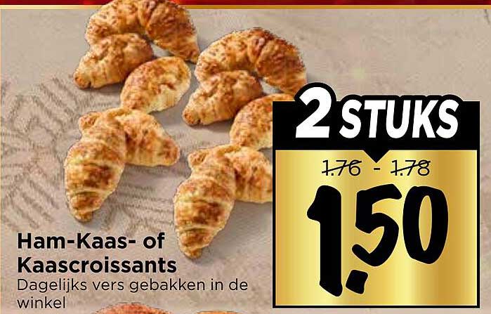 Ham-Kaas- Of Kaascroissants Aanbieding bij Vomar - FolderFeest.nl