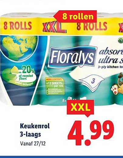 Keukenrol 3-Laags Aanbieding bij Lidl - FolderFeest.nl