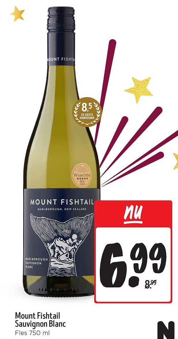 Mount Fishtail Sauvignon Blanc Fles 750 Ml Aanbieding bij Jumbo ...