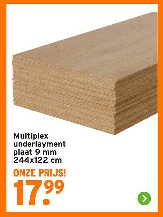Multiplex Underlayment Plaat 9 Mm 244X122 Cm Aanbieding bij GAMMA ...