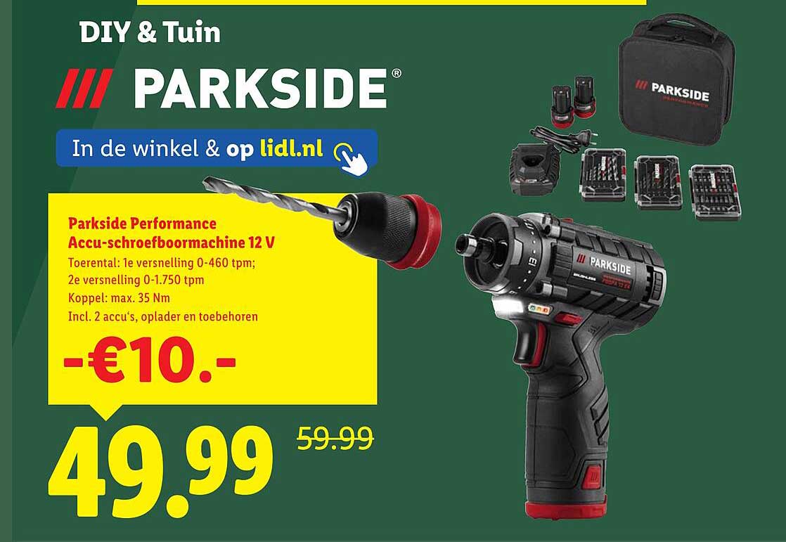 Parkside Performance Accu-Schroefboormachine 12 V Aanbieding bij Lidl ...