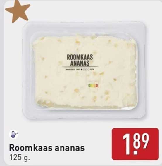 Roomkaas Ananas 125 G Aanbieding bij ALDI - FolderFeest.nl