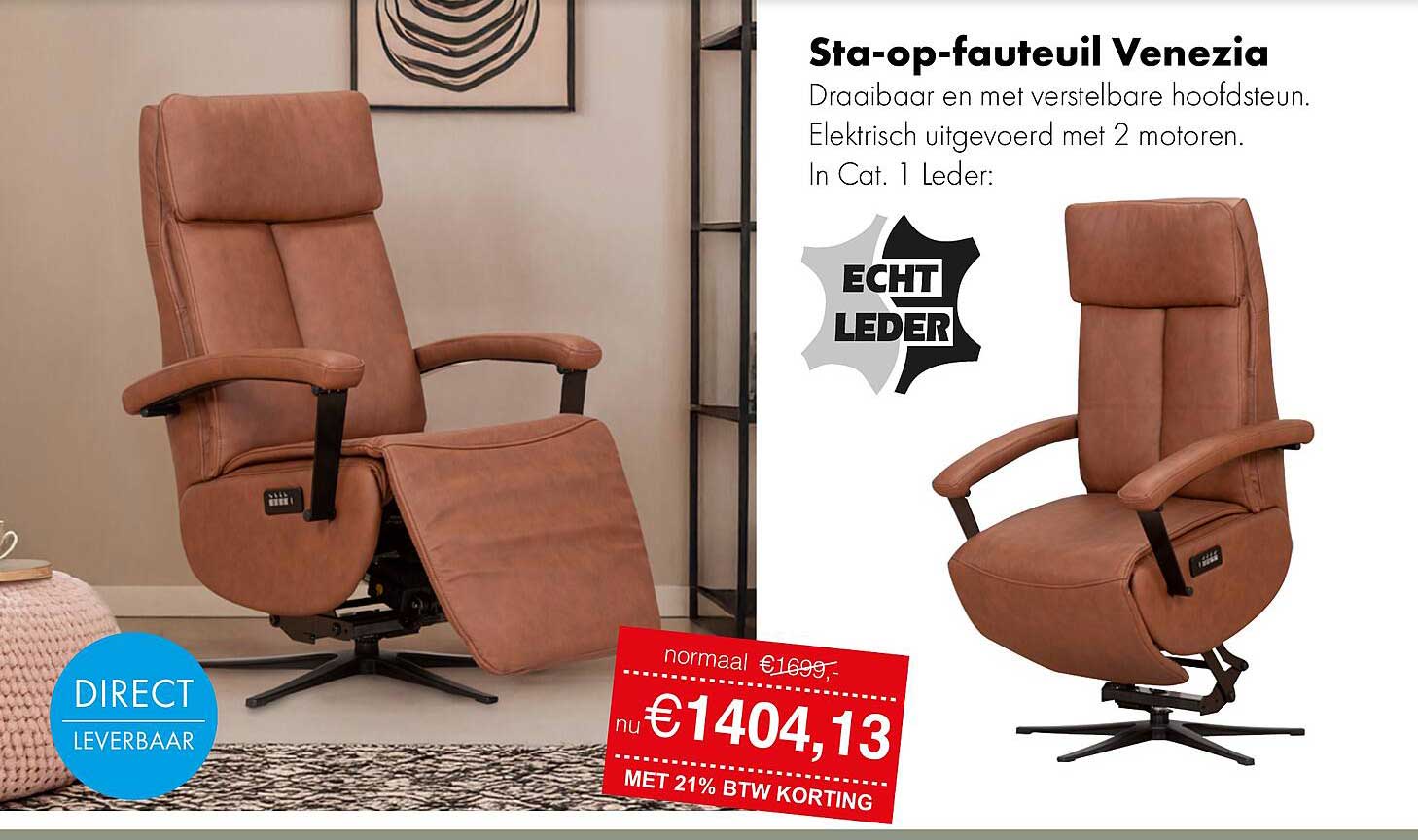 Sta-Op-Fauteuil Venezia Aanbieding bij Woonsquare - FolderFeest.nl