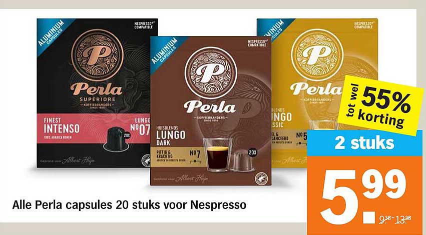 Alle Perla Capsules 20 Stuks Voor Nespresso Aanbieding bij Albert Heijn ...