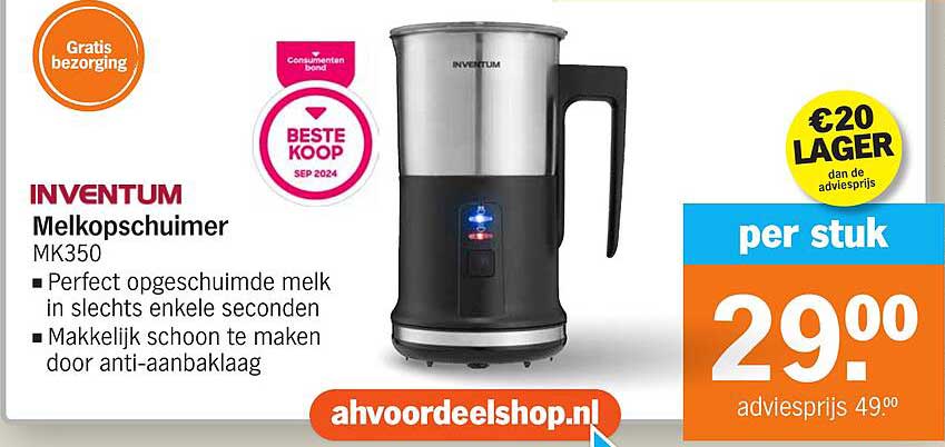 Inventum Melkopschuimer Mk350 Aanbieding bij Albert Heijn - FolderFeest.nl