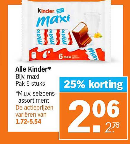 Kinder Maxi Pak 6 Stuks aanbieding bij Albert Heijn