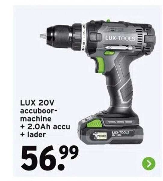 Lux 20V Accuboormachine + 2.0Ah Accu + Lader aanbieding bij GAMMA