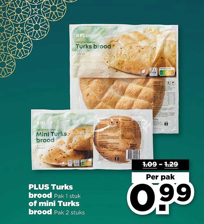Plus Turks Brood Of Mini Turks Brood aanbieding bij PLUS