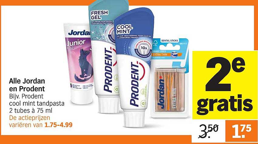 Alle Jordan En Prodent Bijv. Prodent Cool Mint Tandpasta 2 Tubes À 75 ...
