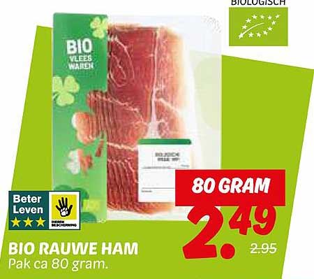 Bio Rauwe Ham aanbieding bij Dekamarkt