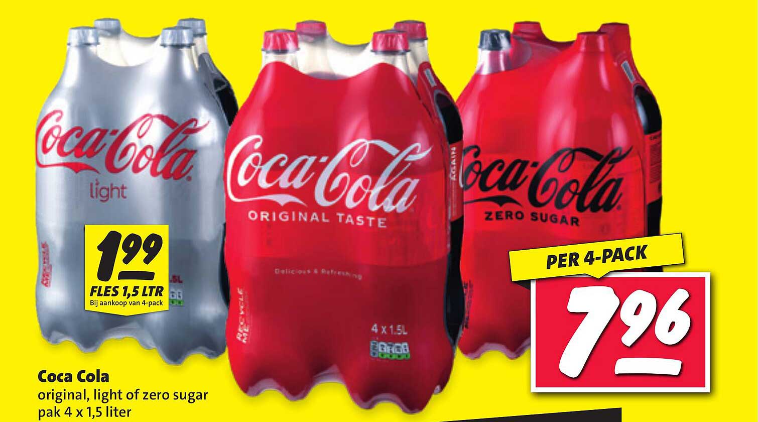 Coca Cola Original, Light Of Zero Sugar Pak 4 X 1,5 Liter aanbieding ...