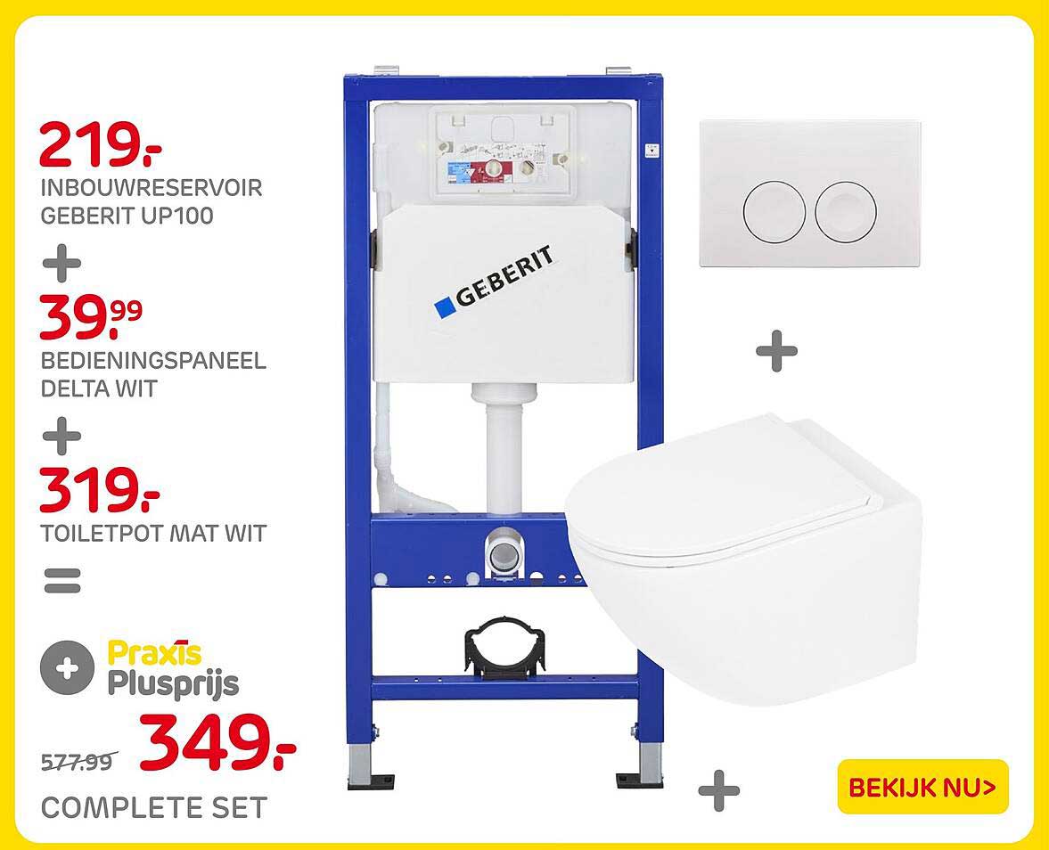 Complete Set Geberit Up100 Incl. Bedieningspaneel En Toiletpot ...