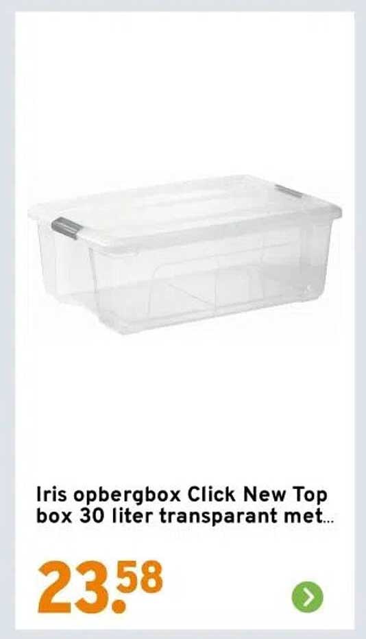 Iris Opbergbox Click New Top Box 30 Liter Transparant Met... aanbieding ...