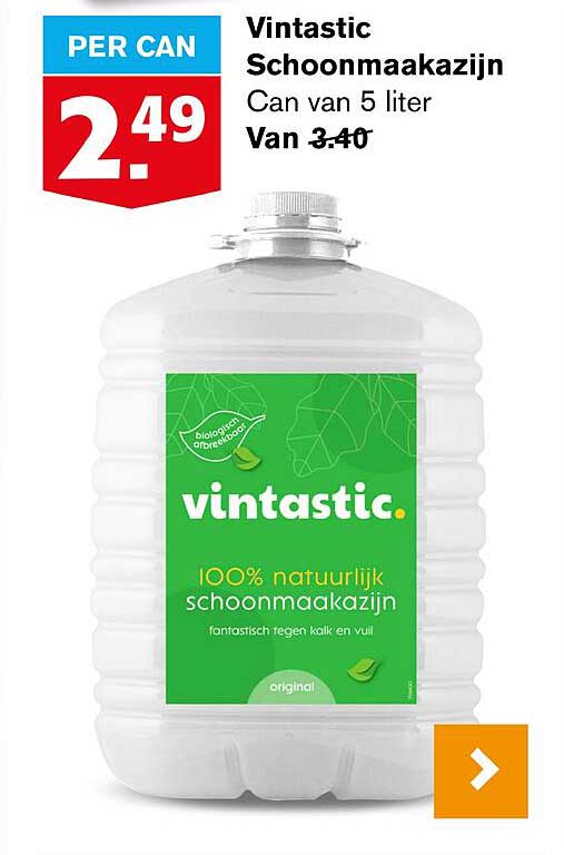 Vintastic Schoonmaakazijn Can Van 5 Liter aanbieding bij Hoogvliet