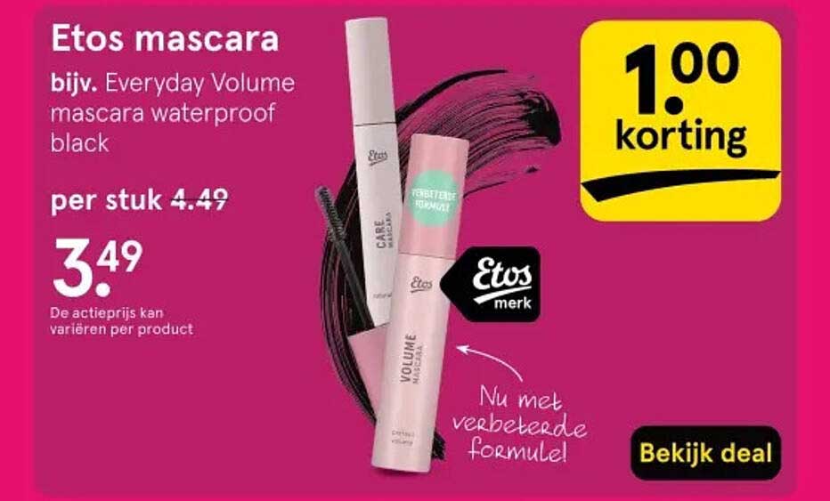 Etos Mascara Bijv. Everyday Volume Mascara Waterproof Black Aanbieding ...
