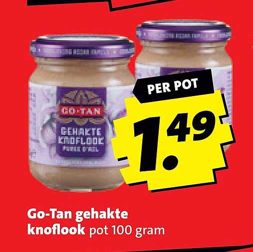 Go-Tan Gehakte Knoflook Pot 100 Gram Aanbieding bij Boni - FolderFeest.nl