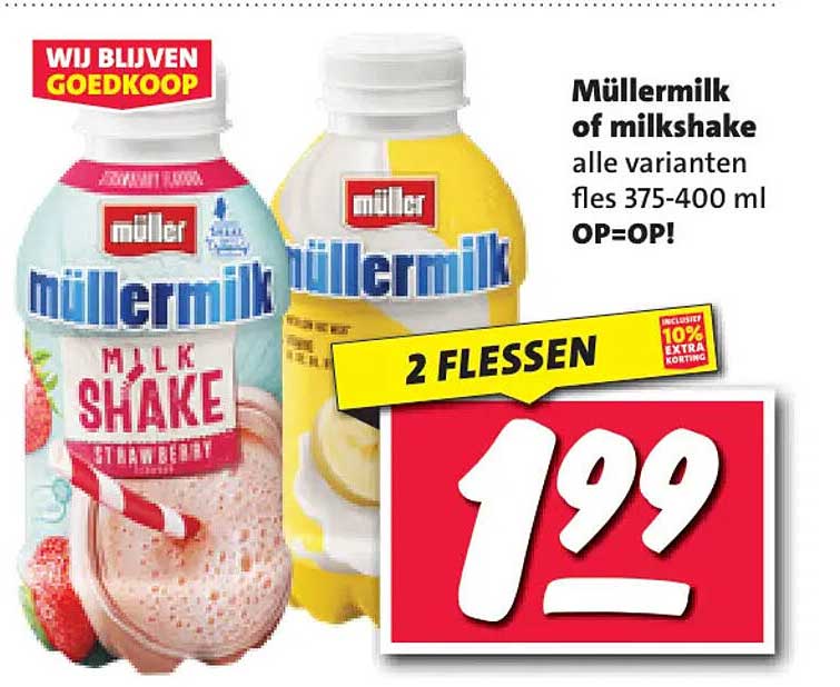 Müller Milk Of Milkshake Alle Varianten Fles 375-400 Ml Op=Op ...