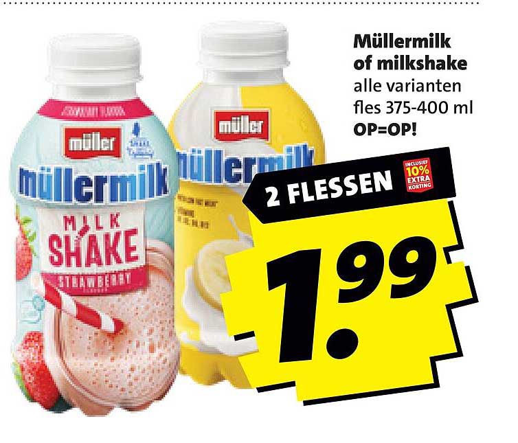 Müllermilk Of Milkshake Alle Varianten Fles 375-400 Ml Op=Op ...