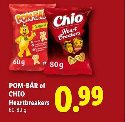 Pom-Bär Of Chio Heartbreakers 60-80 G Aanbieding bij Lidl - FolderFeest.nl