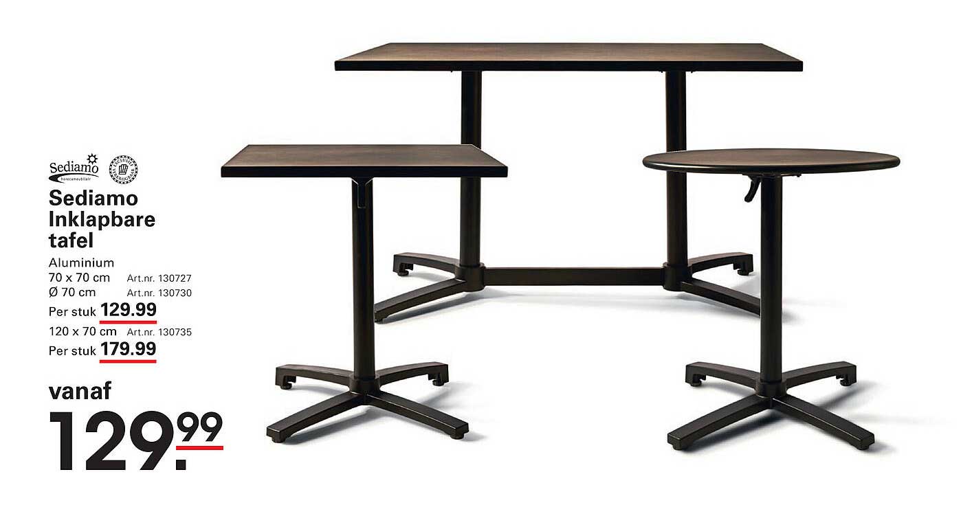 Sediamo Inklapbare Tafel Aanbieding bij Sligro - FolderFeest.nl