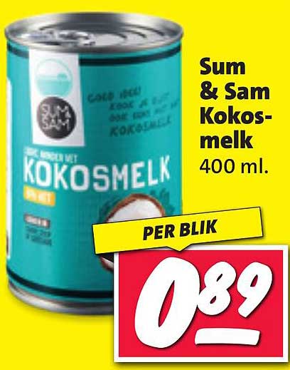 Sum & Sam Kokosmelk aanbieding bij Nettorama