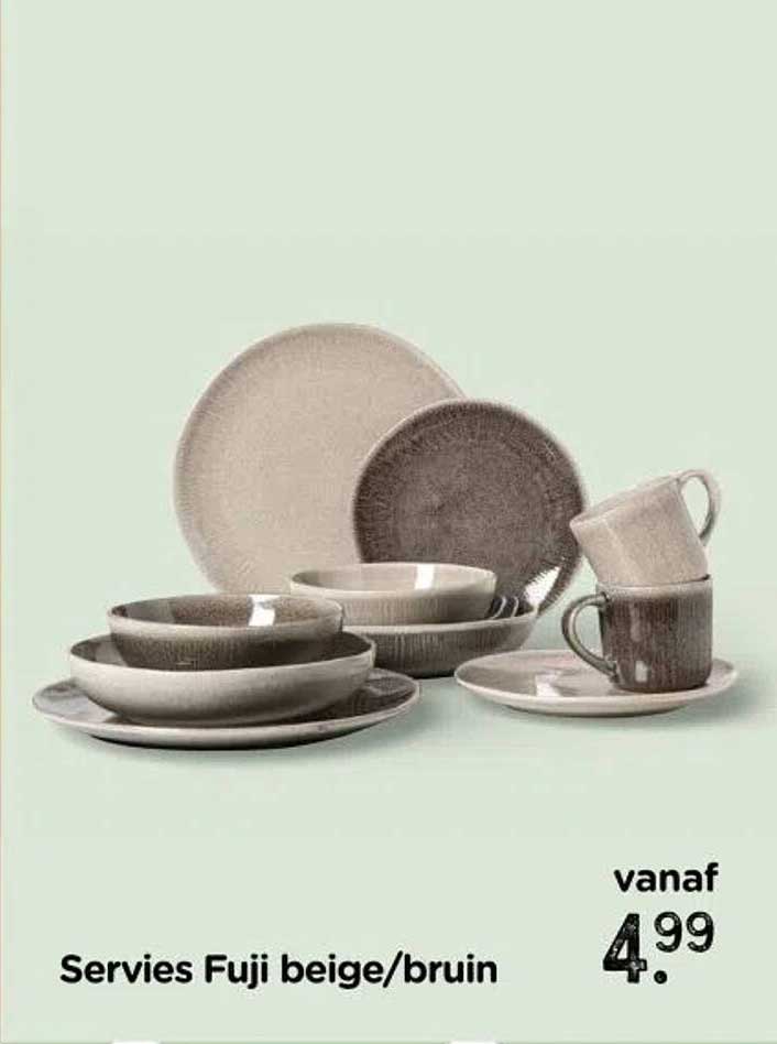 Servies Fuji Beige/Bruin Aanbieding bij Xenos - FolderFeest.nl