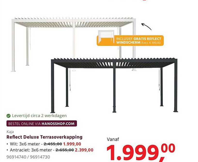 Kaja Reflect Deluxe Terrasoverkapping Aanbieding bij HANOS - FolderFeest.nl