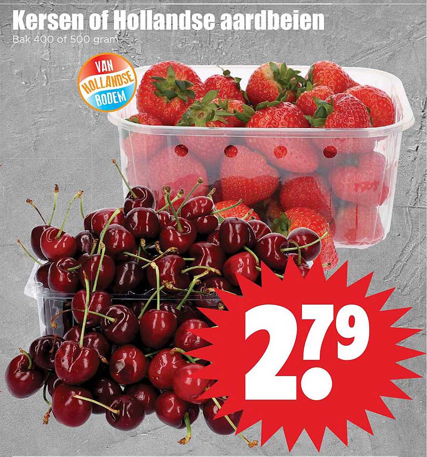 Kersen Of Hollandse Aardbeien Bak 400 Of 500 Gram. Aanbieding bij Dirk ...