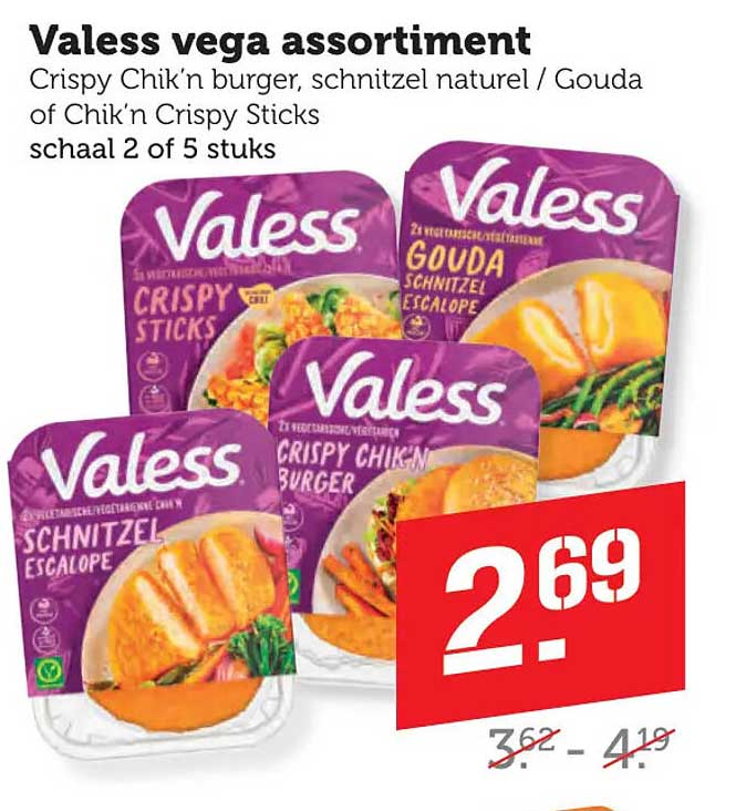 Valess Vega Assortiment Crispy Chik'n Burger, Schnitzel Naturel / Gouda ...