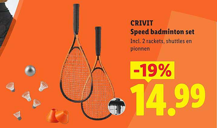 Crivit Speed Badminton Set Incl. 2 Rackets, Shuttles En Pionnen -19% ...