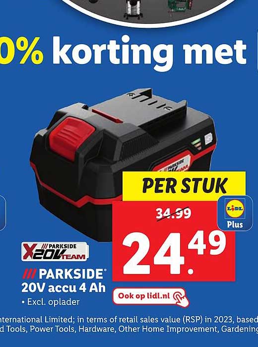 Parkside 20V Accu 4 Ah Aanbieding bij Lidl - FolderFeest.nl