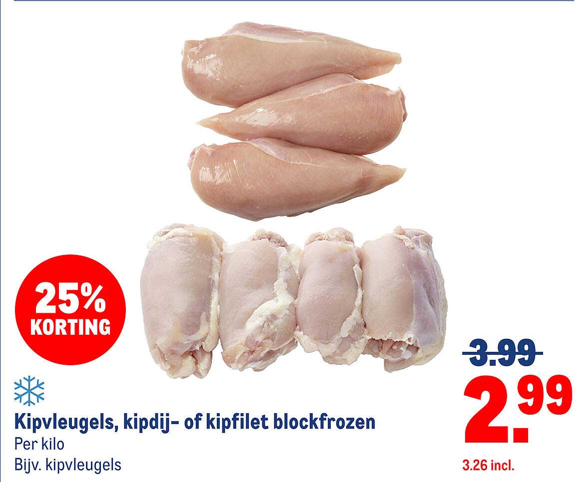 Kipvleugels, Kipdij- Of Kipfilet Blockfrozen aanbieding bij Makro