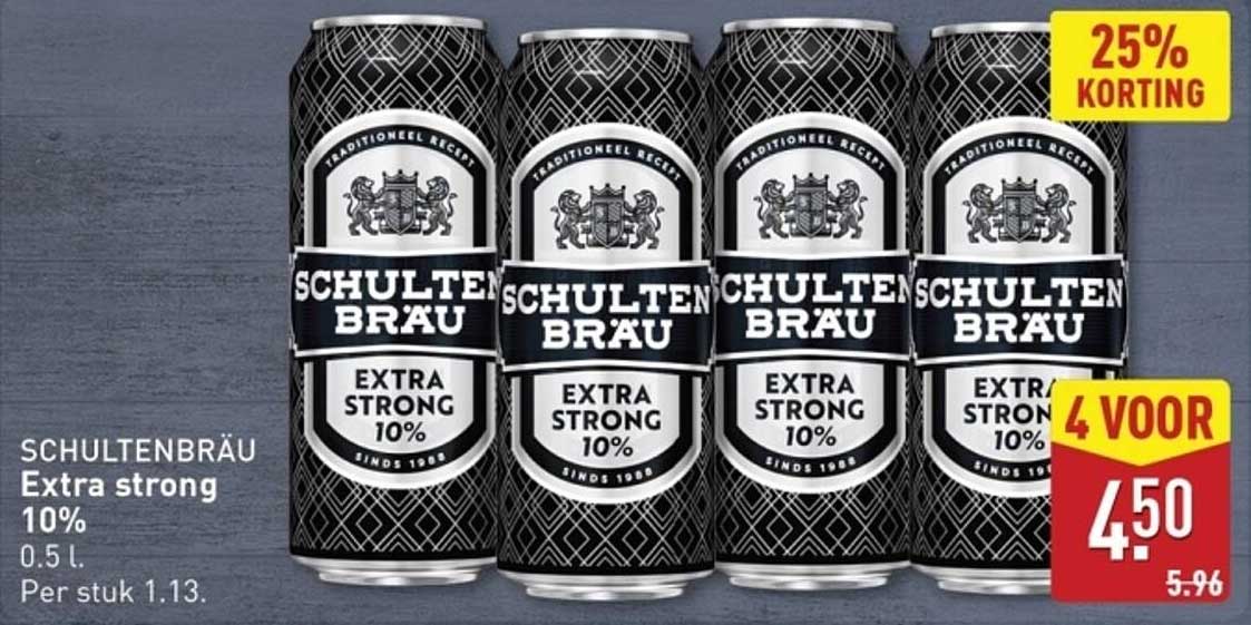 Schultenbräu Extra Strong 10% Aanbieding bij ALDI - FolderFeest.nl