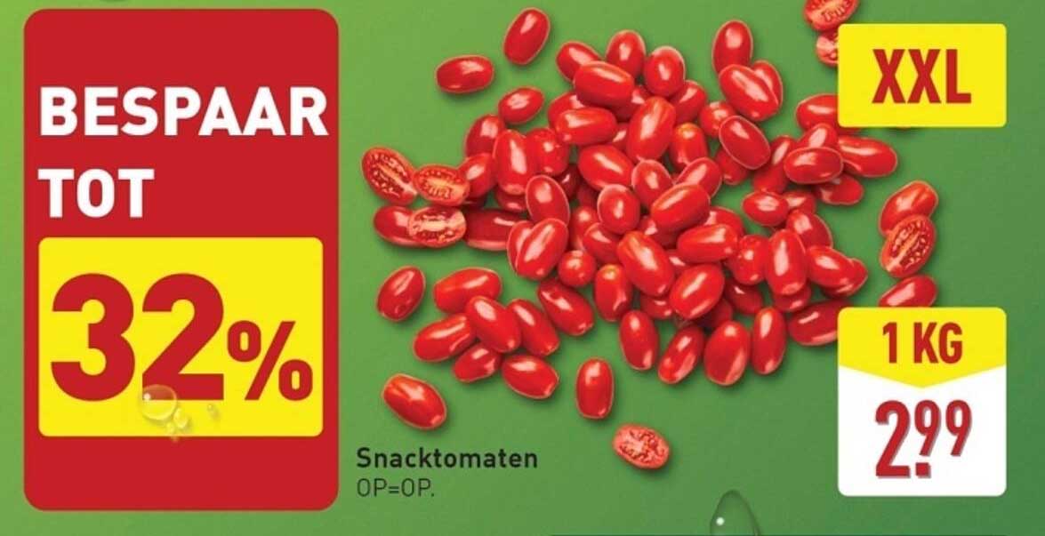 Snacktomaten Xxl 1 Kg Voor €2,99 Aanbieding bij ALDI - FolderFeest.nl