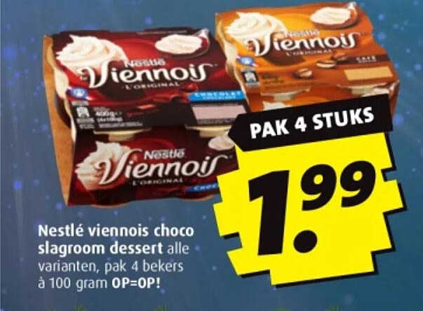 Nestlé Viennois Choco Slagroom Dessert Alle Varianten, Pak 4 Bekers À ...