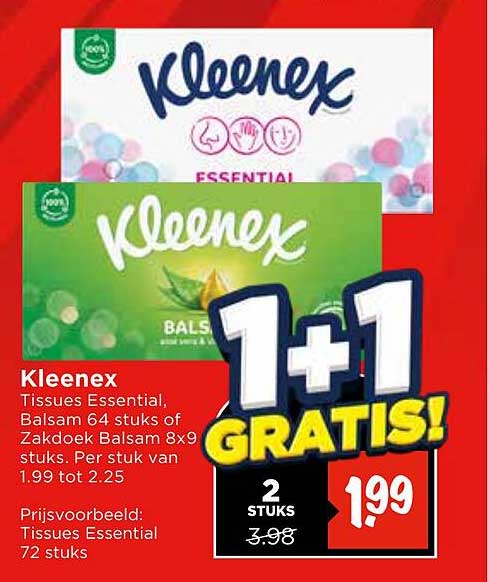 Kleenex Tissues Essential, Balsam 64 Stuks Of Zakdoek Balsam 8X9 Stuks ...