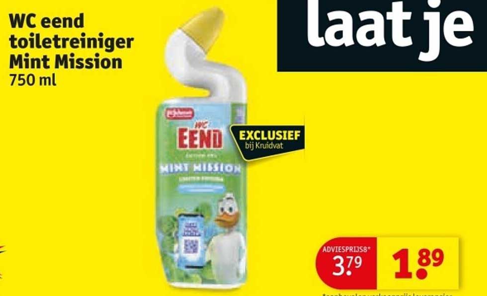 Wc Eend Toiletreiniger Mint Mission 750 Ml Aanbieding bij Kruidvat ...